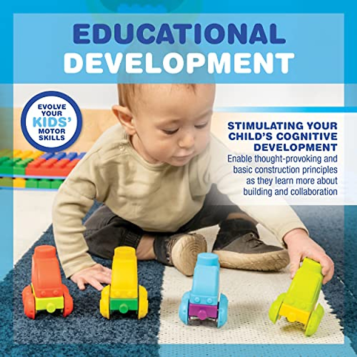 UNiPLAY Build Your Own Car Set, Building Block Car Toys for Motor Development, Sensory Learning, Educational Toy for 3 Years Old and Up (24 Piece-Set)