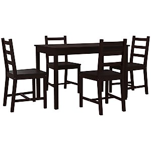 HOMCOM Dining Table Set for 4, 5 Piece Modern Kitchen Table and Chairs, Wood Dining Room Set for Small Spaces, Breakfast Nook, Chestnut Brown