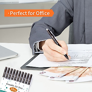 Vitoler 10 Pack Erasable Gel Pens, 0.7 mm Fine Point Retractable Pens, Black Ink Erasable Pens for Completing Sudoku and Crossword Puzzles