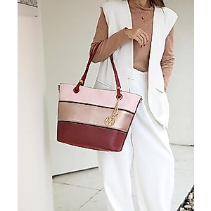 MKF Collection Tote Satchel Handbag for Women, Wristlet Wallet Set – PU Leather Bag – Top Handle Shoulder Purse