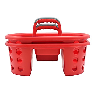 SIMPLYKLEEN Shower Caddy with Handle 2-Pack Plastic Bathroom Storage Organizer, Red Made in the USA