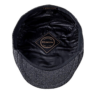 FEINION Men's Wool Tweed Newsboy Ivy Cap Gatsby Golf Flat Hat (Herringbone Grey, 7 1/4)