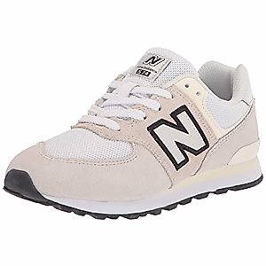 New Balance Boy's Kids 574 V1 70s Racing Lace-up Sneaker, Nimbus Cloud/Sea Salt/Black, 4 Big