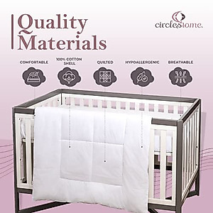 CIRCLESHOME 100% Cotton Toddler Comforter for Crib & Bed, Healthy and Breathable Baby Quilt Blanket (37x52) White