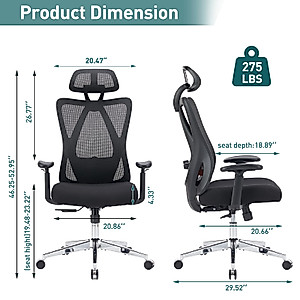 OLIXIS Ergonomic Executive Office Chair - Mid Back with 360° Swivel Wheels, Computer Desk Chair with Lumbar Support, Height Adjustable PU Leather with Flip-up Armrest