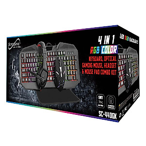 Supersonic SC-440GK 4 in 1 RGB Color Gaming Kit USB Gaming Keyboard, 6D Glowing Mouse, Mouse Pad and Headset Gaming Bundle for Gamer/Computer PC Game/PS4/PS5/XBox -Stylish & Durable Design