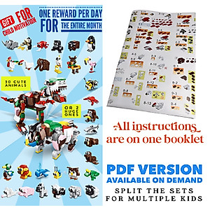 QPZ 30 Sets of Small Cute Animals (867 Pieces) Mini Horse Cat Dog Pets Safari Jungle Farm Zoo Kits, Classic Building Blocks Value Sets Compatible