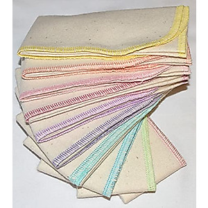Gina's Soft Cloth Shop 11x12 1 Ply Certified Organic Cotton Flannel Set of 10 Paperless Towels Pastel Edges