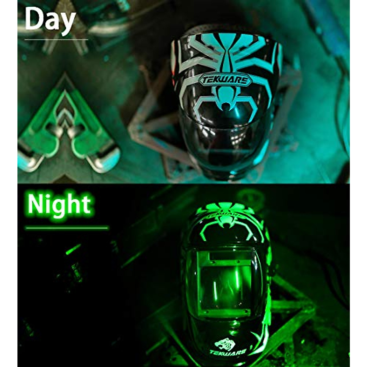 TEKWARE Large Viewing True Color Solar Powered Auto Darkening Welding Helmet, Hemispherical 4C lense, 4 Arc Sensor Wide Shade Range 4/5-9/9-13 Luminous Welder Mask for Mig Tig Arc Grinding Plasma