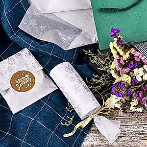 Whaline Snowflake Tissue Paper 20" x 28" Christmas Metallic Acid Free Wrapping Paper Bulk Big Size for Home, DIY and Craft, Gift Bags New Year Decorations, 60 Sheets (Silver)