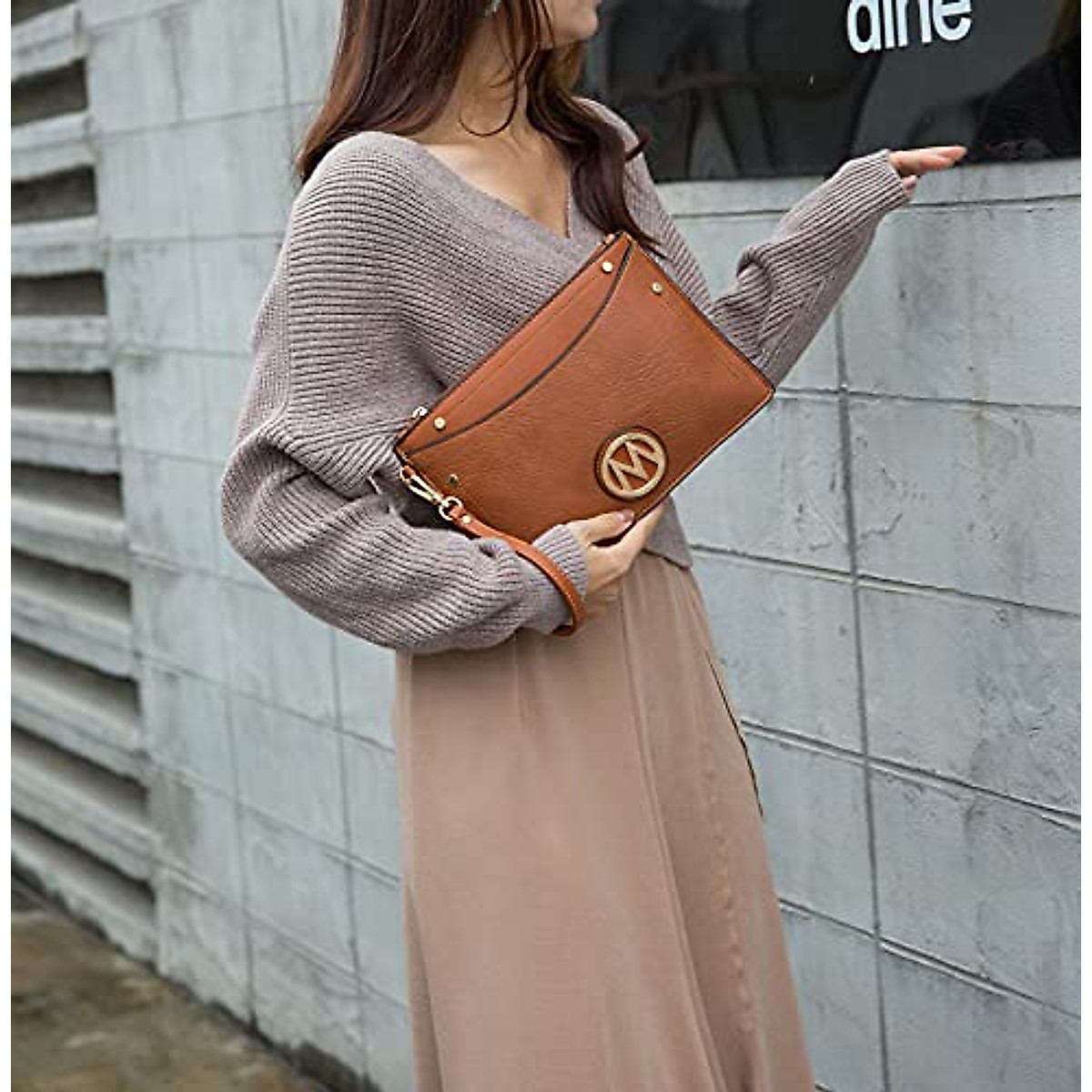 Mia K Collection Crossbody Bag for Women’s Handbag: PU Leather Top-Handle Satchel, Wristlet Wallet Purse Set