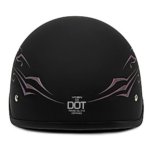 VCAN Cruiser Intricate Butterfly Motorcycle Half Helmet (Flat Black, Small)