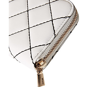 GUESS womens Cessily Small Zip Around Wallet, White Multi, one size US