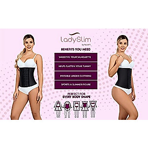 Lady Slim Fajas Colombianas Reductoras Y Moldeadoras para Mujer Underbust Latex Waist Trainer Hourglass Body Shaper for Women Black V2 2XL