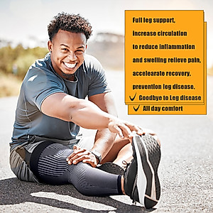 UTYOAA Full Leg Compression Sleeves,Women & Men,Thigh High 20-30mmHg Gradual Support,Circulation Hose Stockings for Pain Swelling Varicose Veins,Running Athletics Nurses Travel,1Pair Black XL