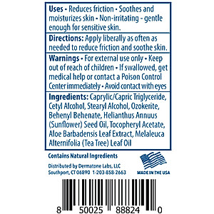 Dermatone Travel Size Anti-Chafe Body Stick | Fragrance Free | Prevent Friction & Chaffing Skin Balm | | Long Lasting | Use for thigh, arm, chest, butt rubbing | Small .5oz Stick