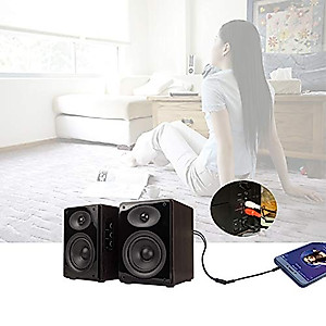 CERRXIAN 0.2m Gold 3.5mm Female Stereo Jack to 2 RCA Plug AUX Auxiliary Headphone Adapter Audio Y Cable(Black)(2-Pack)