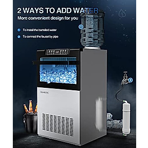 RovaEarth Commercial Ice Maker Machine 220LBS/24H with 55LBS Storage Bin, ETL Approved,96 Ice Cubes Ready in 8-15 Mins, Stainless Steel Freestanding Ice Machine for Home/Office/Bar/Coffee Shop