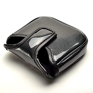 PLUSKER Skull Square Golf Heel Shafted Mallet Putter Cover Magnetic Closure Synthetic Leather Black Golf Club Putters Headcover