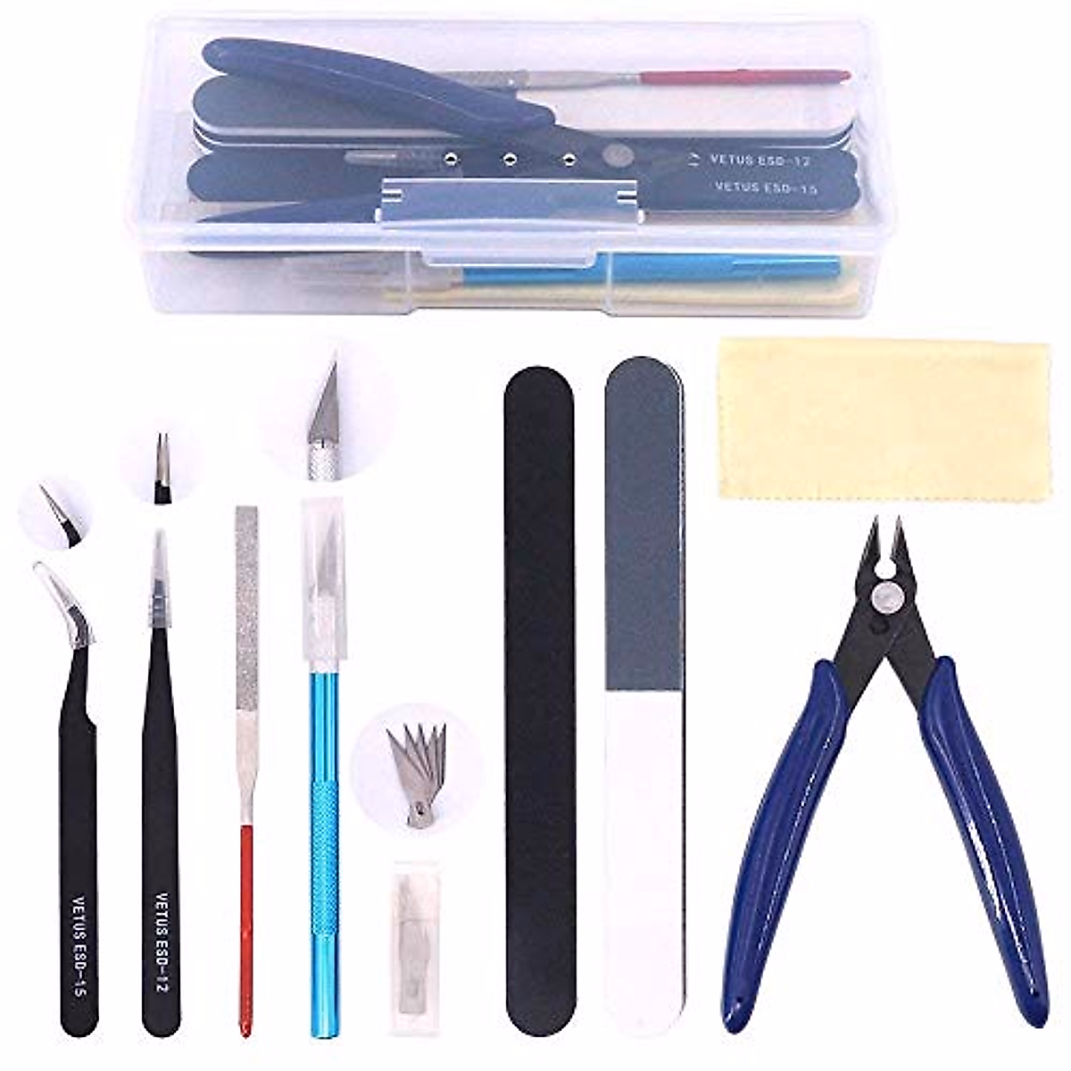 Swpeet 9Pcs Compatible for Gundam Modeler Basic Tools, Perfect Replacement for Gundam Model Tools Kit Building Beginner Hobby Model Assemble Building With Duty Plastic Container