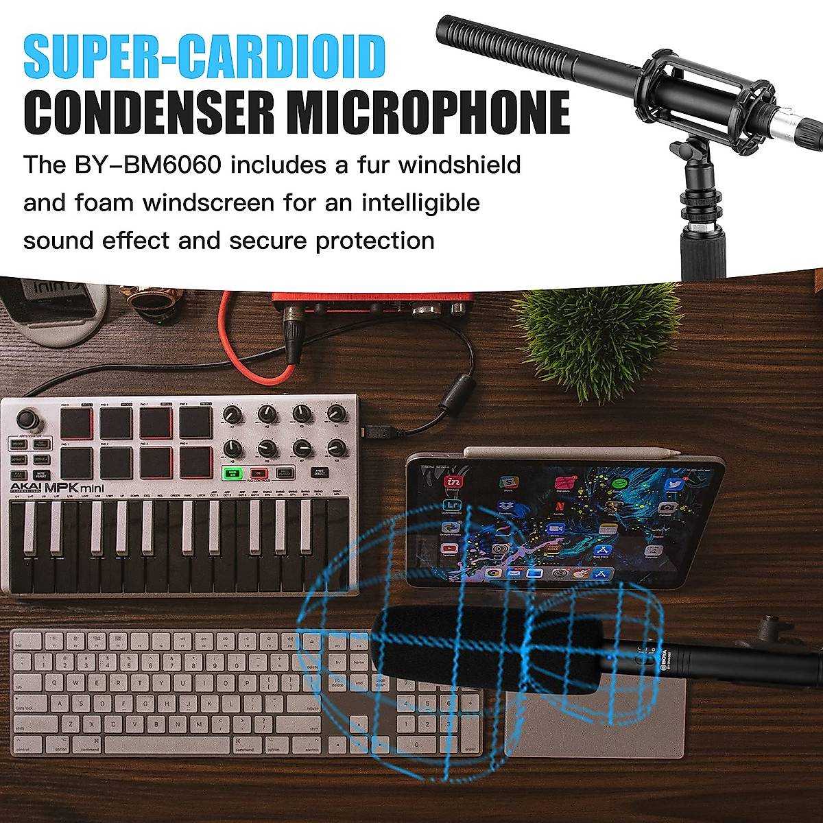 Boya XLR Shotgun Microphone BY-BM6060, Super-Cardioid Condenser Mic with 24 48V Phantom Power for Camera Camcorder Film Interview TV Program Recording Podcast