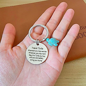 Meimimix Travel Turtle Keychain Wherever You May Wander Good Luck Charm Jewellery for Family Friends