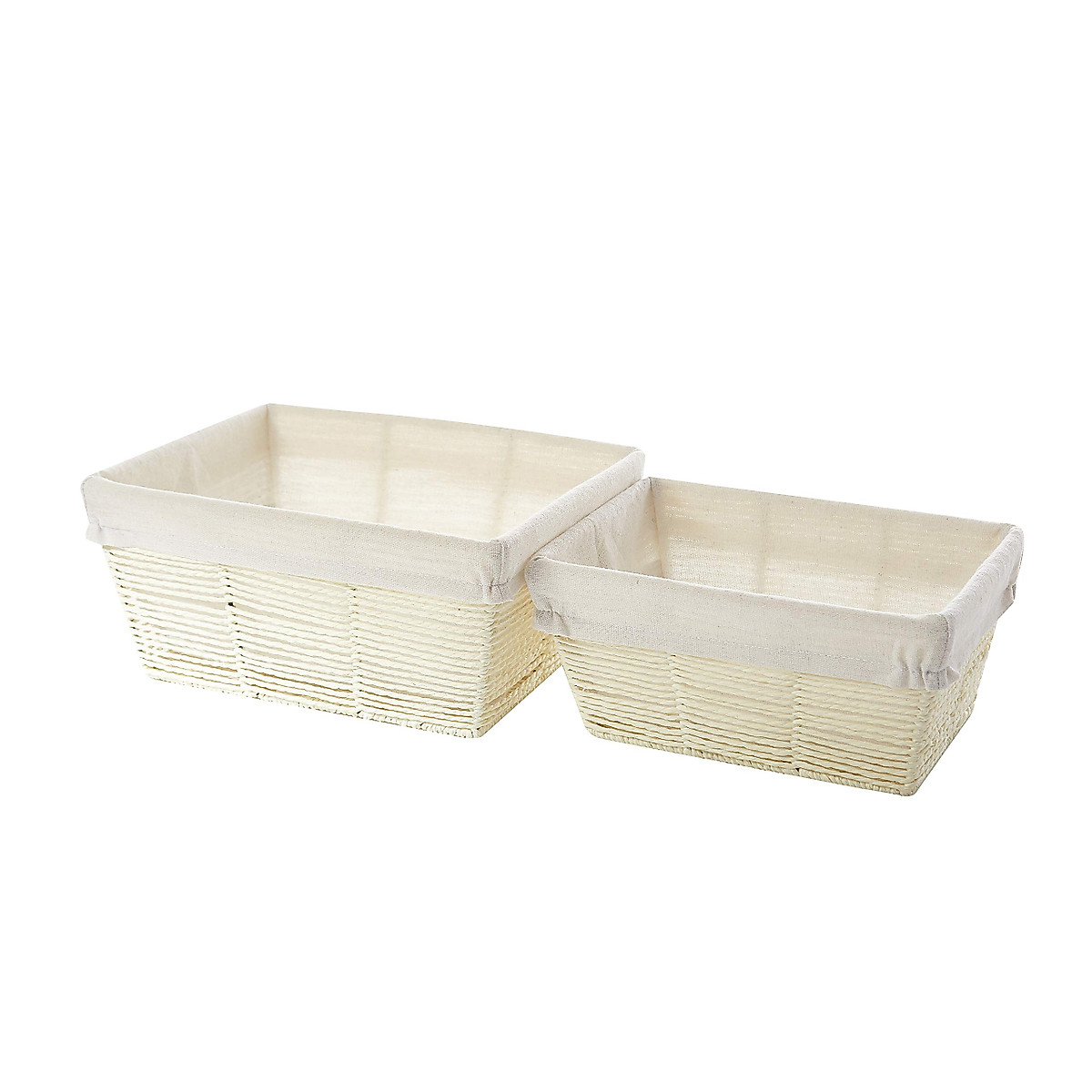 Urban Lifestyle Stackable Farmhouse Storage Bin with Liner, Set of 2, Cream