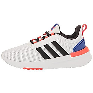 adidas Baby Racer TR21 Running Shoe, White/Black/Lucid Blue, 6 US Unisex Infant