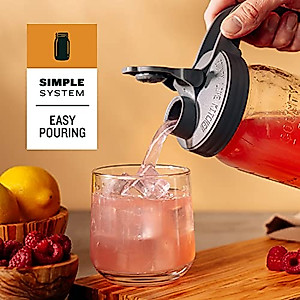 County Line Kitchen Glass Water Infuser Pitcher to Infuse Fruit, Juice & Teas - Easy Clean Pitchers w/Lid & Handle for Hot/Cold Beverages & Ice Tea - 2qt (64oz/1.9Liter) Durable Mason Jar