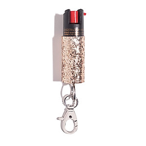Champagne Gold Glitter Pepper Spray Keychain For Women - Supercute Trendy Safety Accessory With Max Stopping Power 10% Oc, Campus Safety Essentials, Secure Lock, Honey Rose Gold Sequins