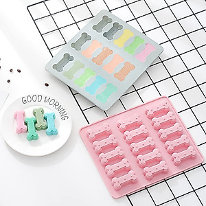 1 Pcs Dog Birthday Silicone Bone Shape Molds, 15-Cavity, Reusable Ice Candy Fudge Jelly Chocolate Cookies Trays DIY Baking Tools, Safe for Home Kitchen Party Supplies - Pink
