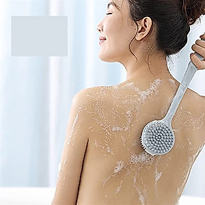 INGVY Dry Brushing Body Brush Long Handle Multifunctional Silicone Brush Body Double-Sided Bath Shower Brush Back Massage Exfoliation Wisp Body Scrub Brush (Color : B)