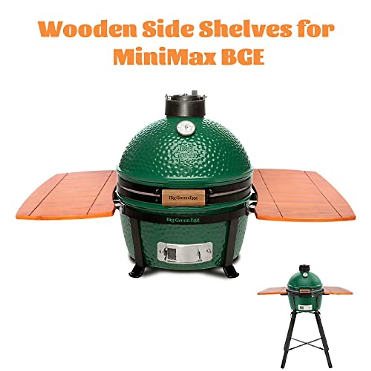 KAMaster Wooden Side Shelves for MiniMax Big Green Egg,Red Oak Wood Egg Mates Big Green Egg Accessories Egg Mates for The MiniMax Egg Side Tables Grill Parts Replacement Grill Smoker