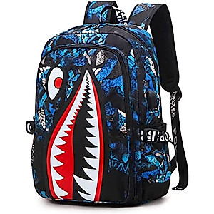 iiozxmi Shark Kids Backpacks Fashion Multi-Functional Schoolbag Waterproof Travel Laptop Backpack for Teens