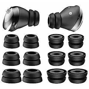 6 Pairs Galaxy Buds Pro [ Double Flange ] Ear Tips, S/M/L 3 Size Replacement Silicone Fit in Case Flexible Noise Reduce Earplug Earbuds Eartips Compatible with Samsung Galaxy Buds Pro - Black