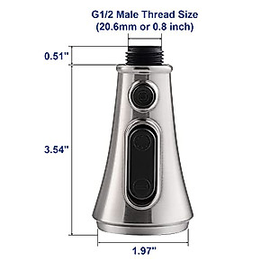 Spray Head For Kitchen Faucet, Pull Down Kitchen Faucet Spray Nozzle, 4 Functions Sink Faucet Sprayer Attachment, Kitchen Sink Faucet Replacement Parts, Brushed Nickel Kablle B18