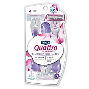 Schick Quattro for Women Disposable Sensitive Skin, 3 Count (Pack of 1)