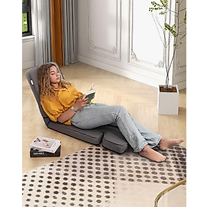 VLIVE Convertible Sleeper Sofa Chair - Adjustable Single Couch with Table & Pillow, Multifunctional Folding Chair Bed for Living Rooms, Bedroom, Small Apartment and Studios, Grey