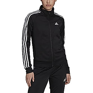 adidas Women's Essentials Warm-Up Slim 3-Stripes Track Top, Black, X-Large