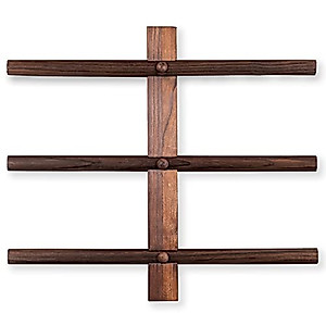 Rustic State Kuntra Wall Mounted Wood Vertical Wine Rack Holder Storage Shelf Organizer for 12 Bottles - Home, Kitchen, Dining Room Bar Décor - Walnut