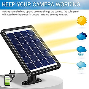 Solar Panel Compatible with Wyze Cam Outdoor, Silicone Solar Panel Powered for Surveillance Camera Outdoor Wireless, with 6V 3.5W Charging Compatible with Your WYZE Wireless Camera Outdoor (Black)