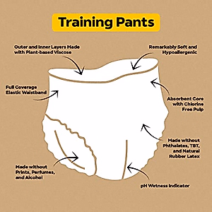 DYPER Viscose from Bamboo Toddler Potty Training Pants Girls & Boys Size 4T-5T, Honest Ingredients, Day & Overnight, Made with Plant-Based* Materials, Hypoallergenic for Sensitive Skin, Unscented