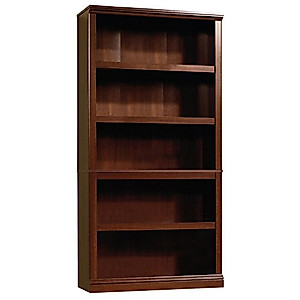 Sauder Palladia Library with Doors, Select Cherry Finish & Select Collection 5-Shelf Bookcase, Select Cherry Finish