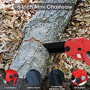Mini Chainsaw Cordless 6-Inch With 2 Battery, Brushless Motor, 21V Rechargeable Battery, Power Chainsaw With Safety Lock, Handheld Mini Chainsaw, For Tree Trimming Wood Cutting