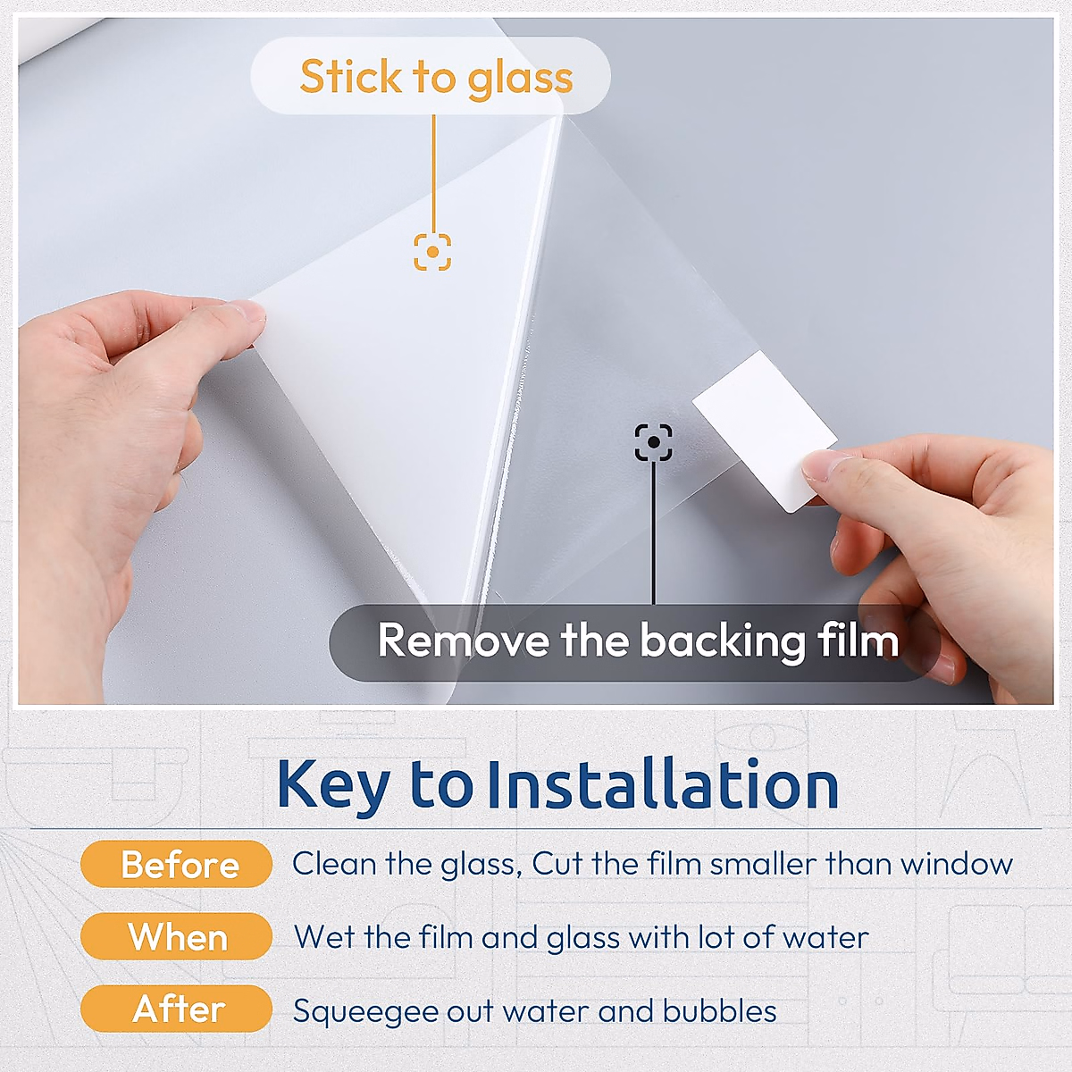 rabbitgoo Window Privacy Film, Frosted Removable Glass Covering for Bathroom, Opaque Static Cling Heat Control Door Sticker for Home Office Living Room, Non-Adhesive (Matte White, 17.5 x 78.7 inches)
