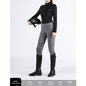 Harrison Howard Women's Equestrian Sweat Absorption Quick Drying Horse Riding Long Sleeve Shirt 1/4 Zip Base Layer Black Large