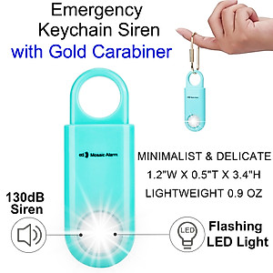 130dB Personal Safety Alarm Strobe Light. Loud Sound SOS Emergency Alerts with Carabiner. Self Defense Keychain Siren for Women, Elderly, Children, Night Runners, Hiking. Bear Alarm Deterrent. Aqua