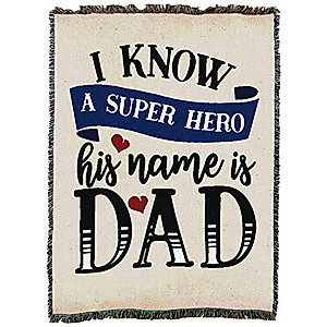 Pure Country Weavers I Know a Super Hero Name Dad Blanket - Gift Tapestry Throw Woven from Cotton - Made in The USA (72x54)