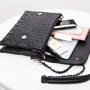 Rullar Punk Women Shoulder Top-handle Bag Skull Chain SatchelTote Handbag Purse Clutch (Skull)