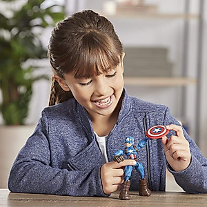 Avengers Marvel Bend and Flex Action Figure Toy, 6-Inch Flexible Captain America Figure, Includes Blast Accessory, for Kids Ages 4 and Up